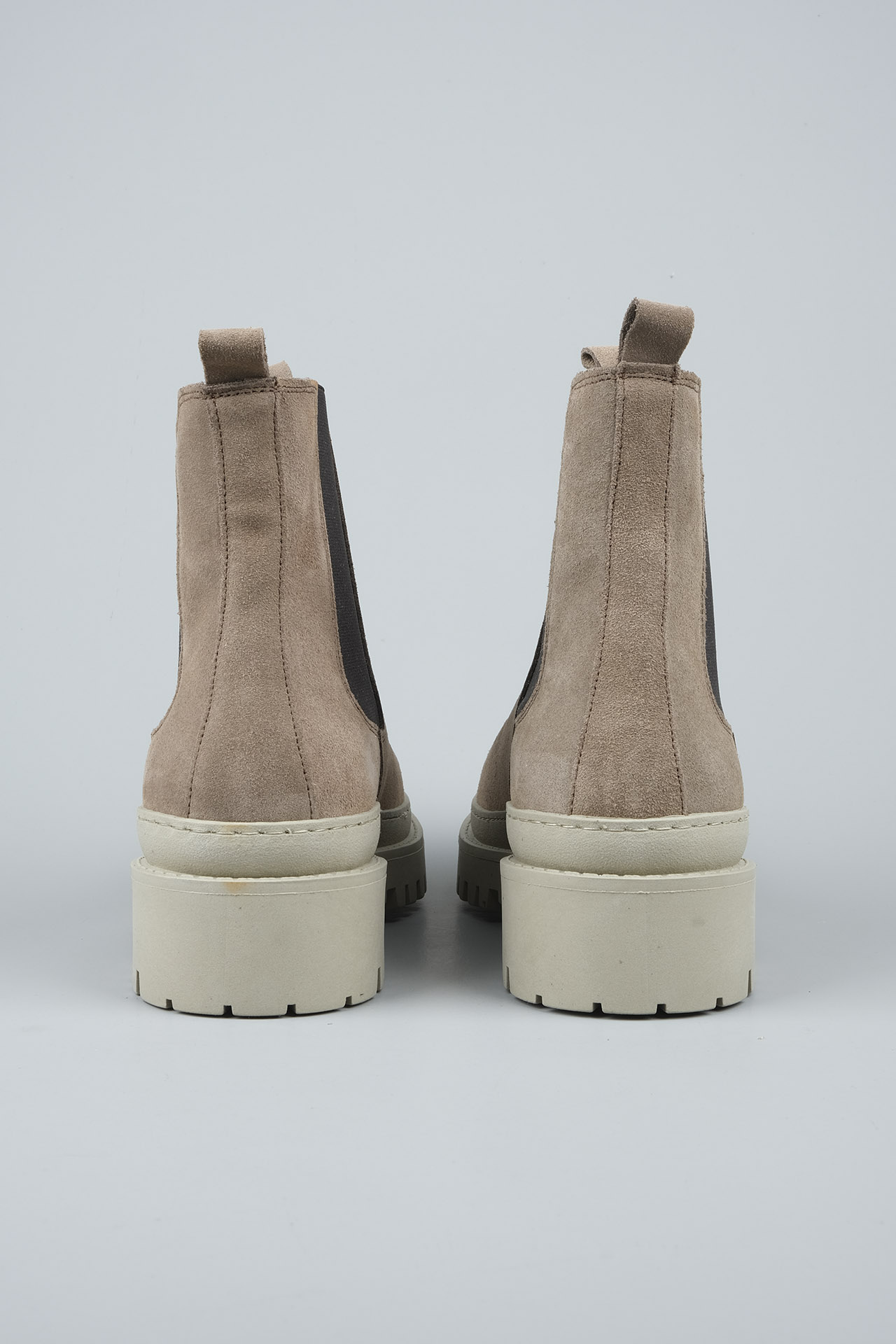 NUBUCK CHELSEA BOOTS WITH RUBBER SOLE - BEIGE