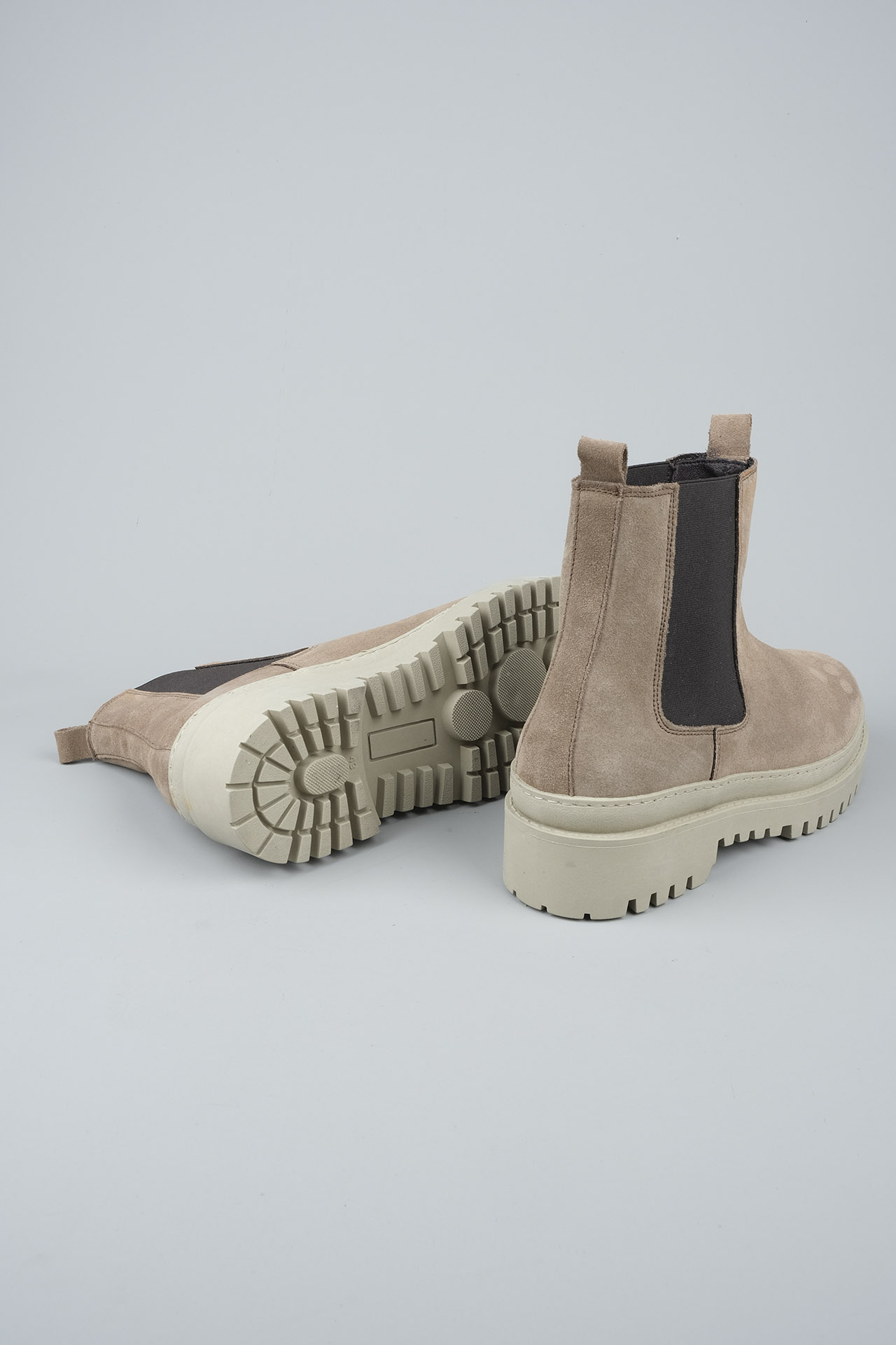 NUBUCK CHELSEA BOOTS WITH RUBBER SOLE - BEIGE
