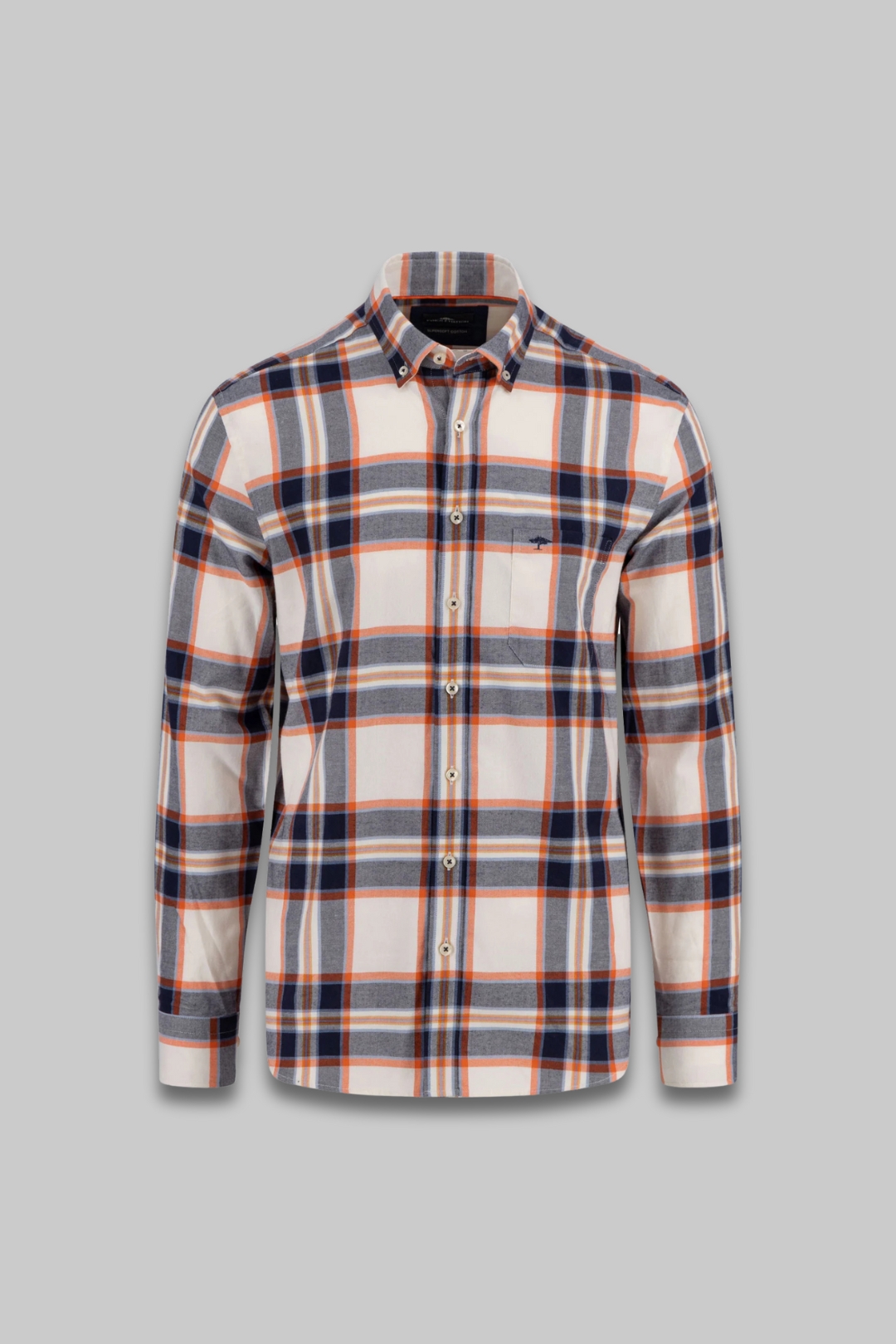 FYNCH HATTON FLANNEL SHIRT ΚΑΡΟ - ORANGE BLUE